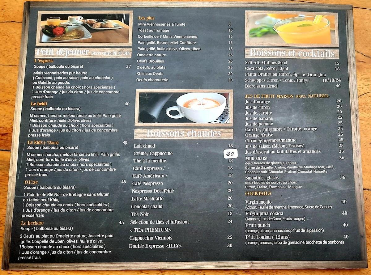 Menu at La petite table restaurant, Temara