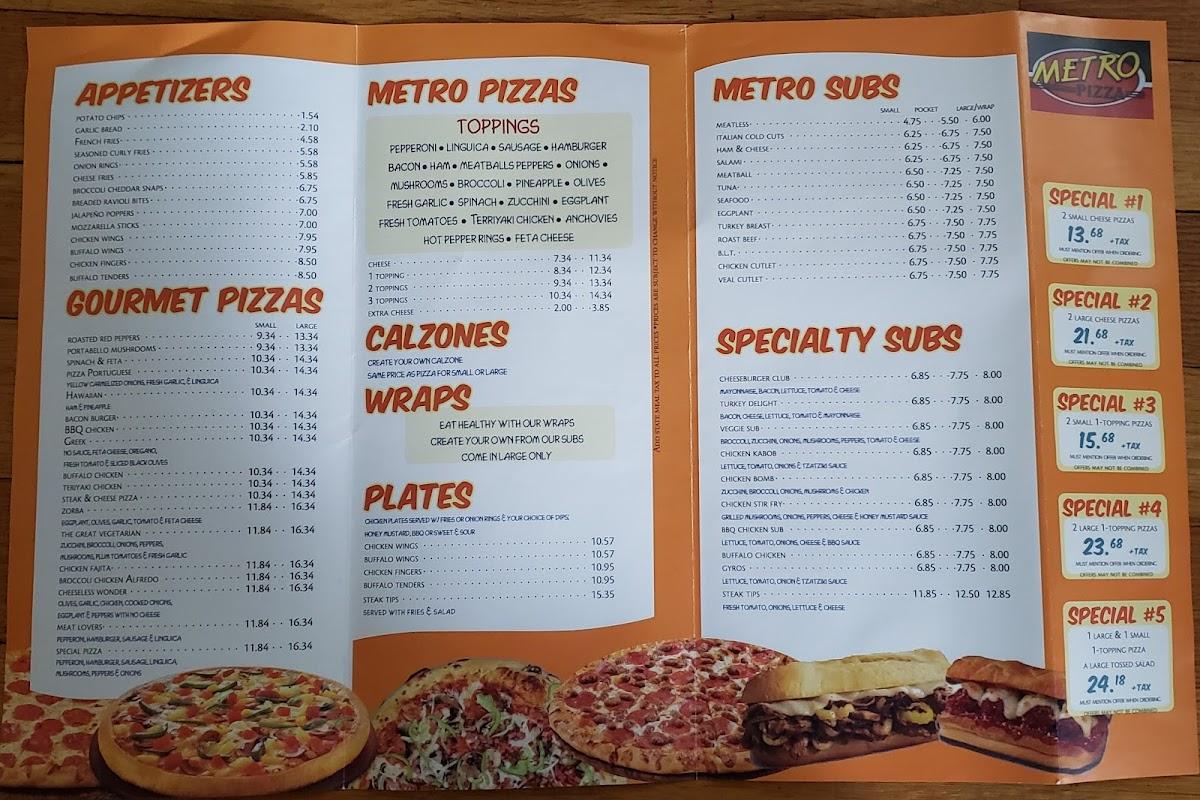Menu at Metro Pizza pizzeria, New Bedford, 32 Dartmouth St