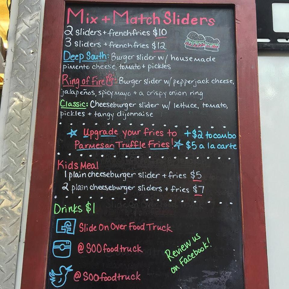 Menu at Slide On Over Food Truck, USA