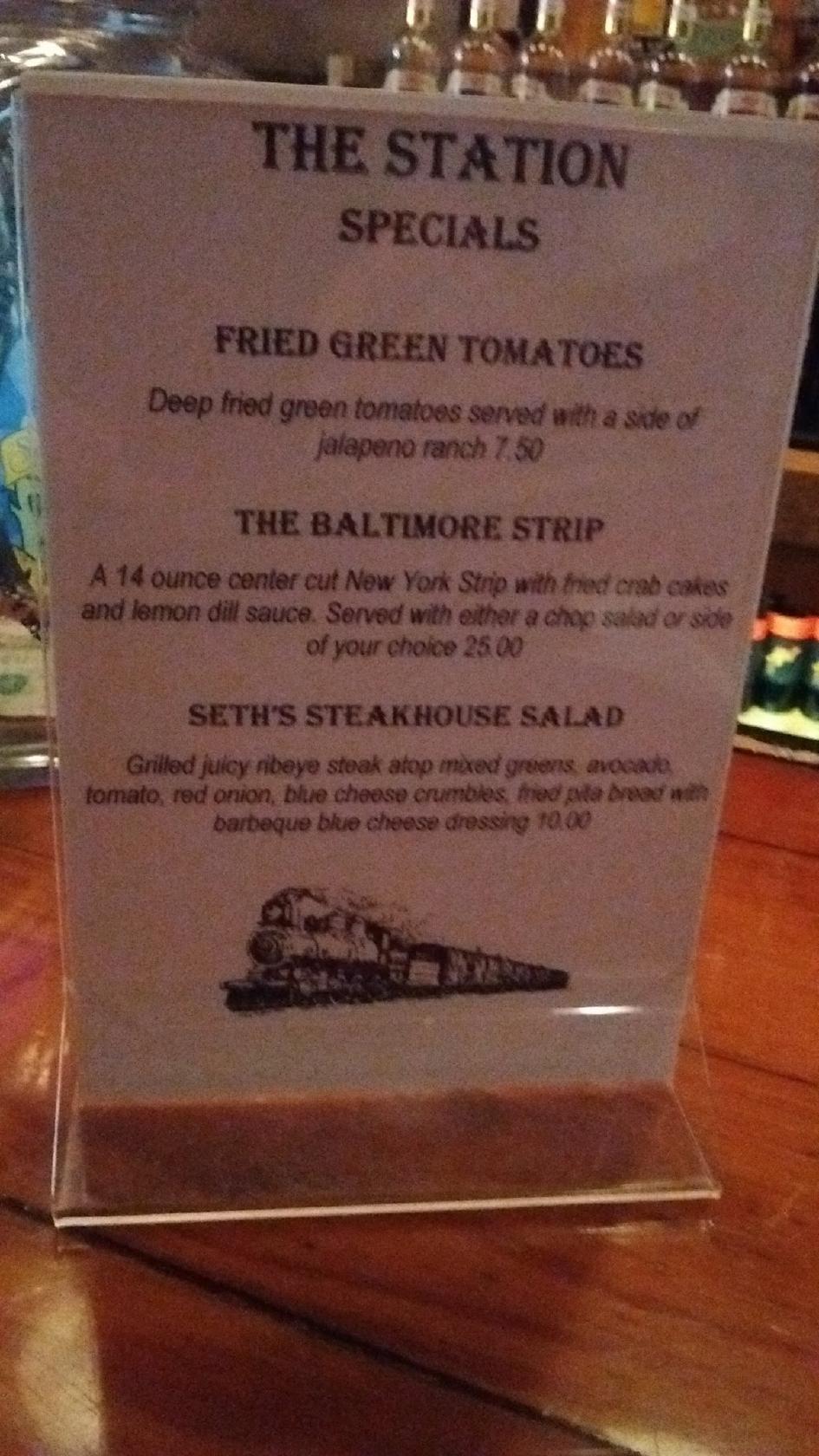 Menu at The Station pub & bar, Americus