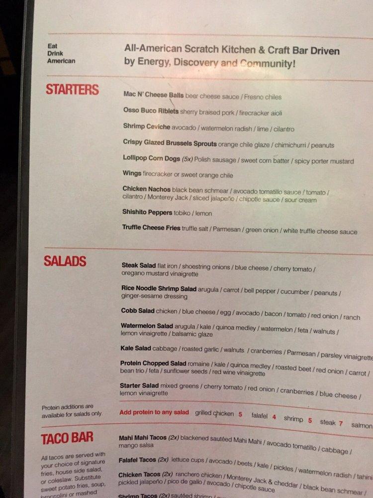 Menu at Eureka! restaurant, Indian Wells