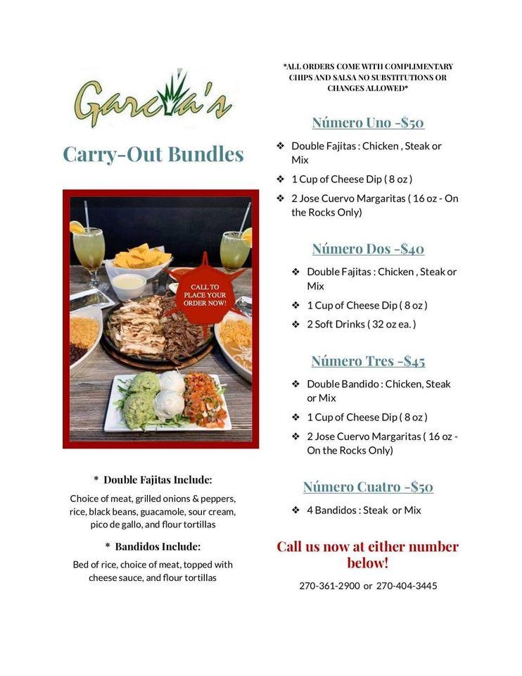 Menu at Garcia's Grill BBQ, Glasgow