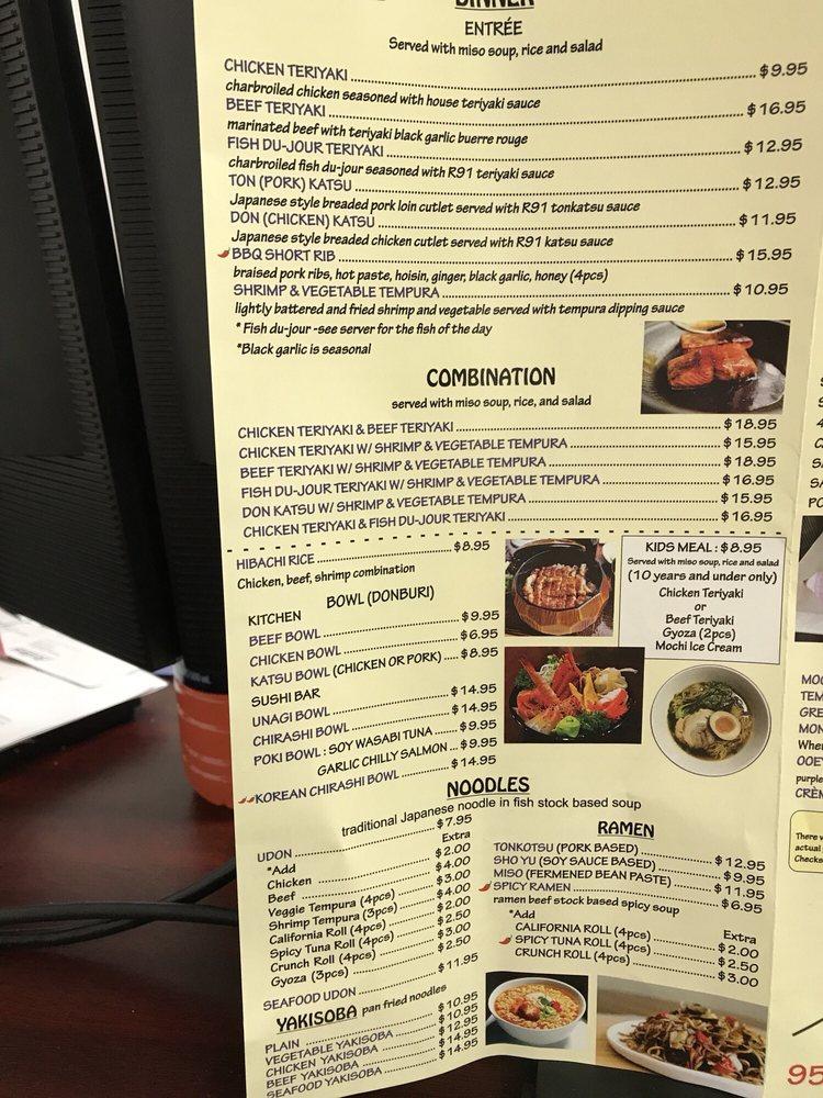 Menu at Sushi R91 restaurant, Riverside