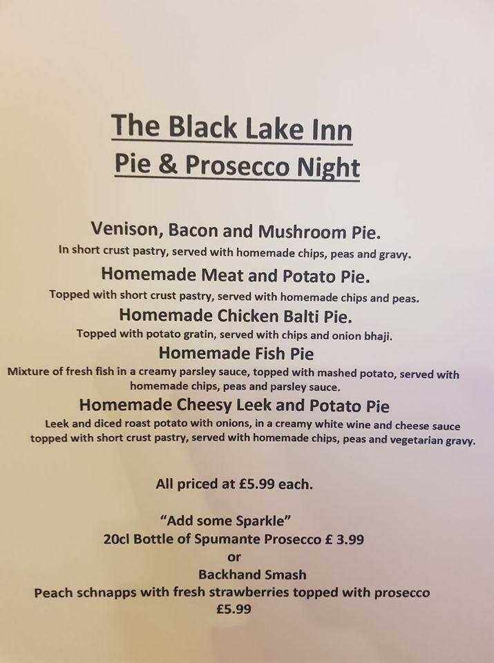 Menu at The Black Lake Inn pub & bar, Stoke-on-Trent