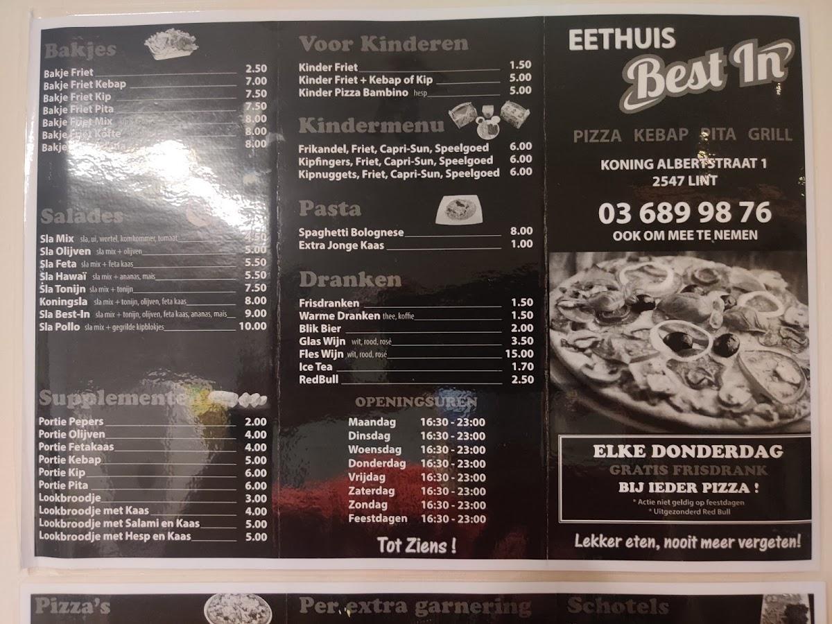 Menu at Best-In, Lint