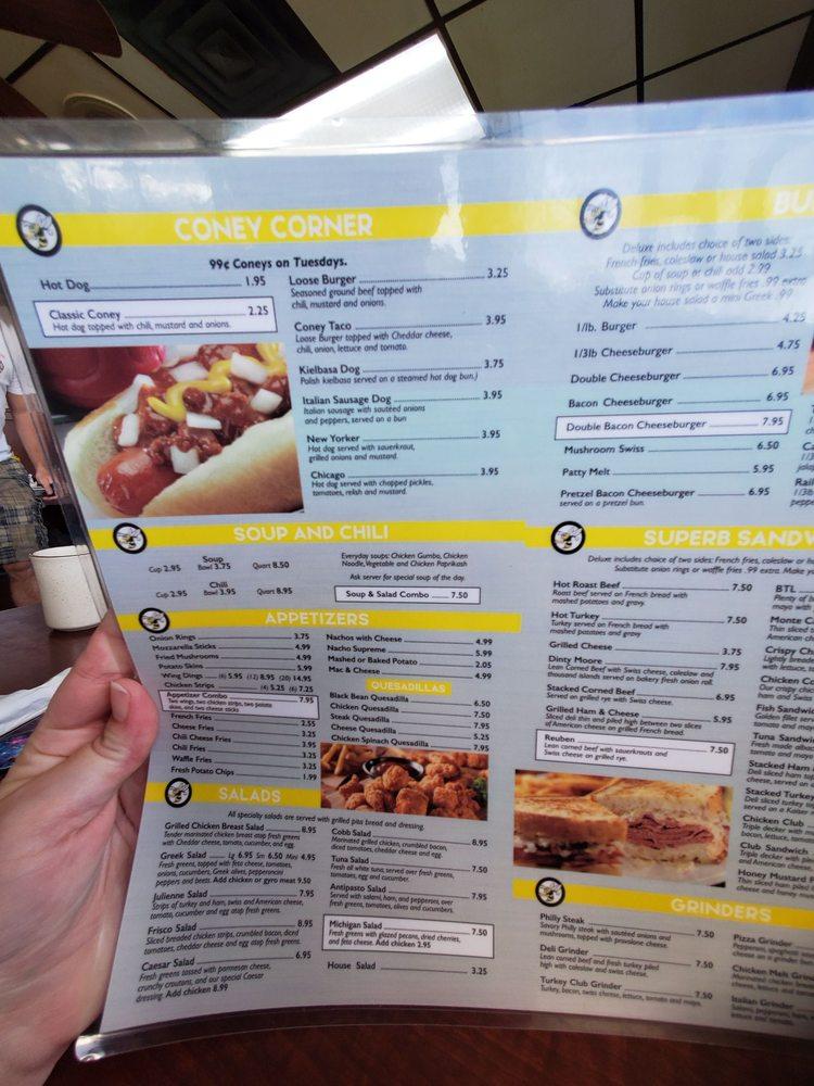 Menu at Bizzy Bee Coney Island restaurant, Southgate