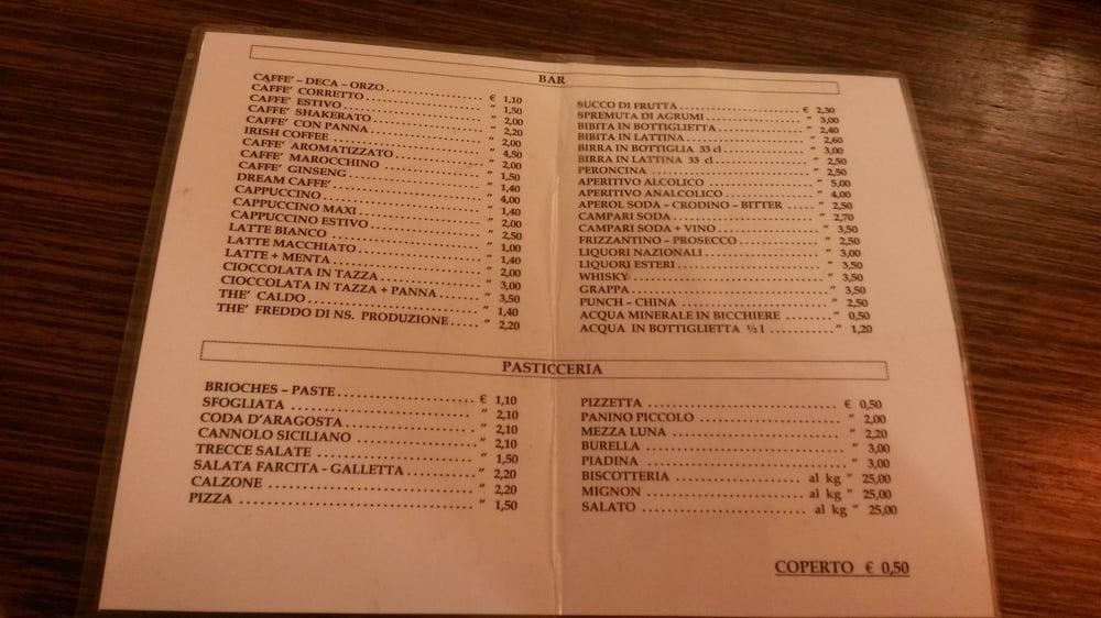 Menu at Cuppi desserts, Bologna