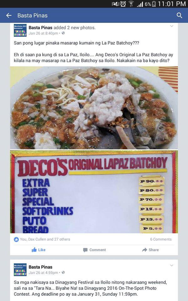 Carta del pub y bar Deco's Original La Paz Batchoy, Iloílo, 66 Iloilo ...