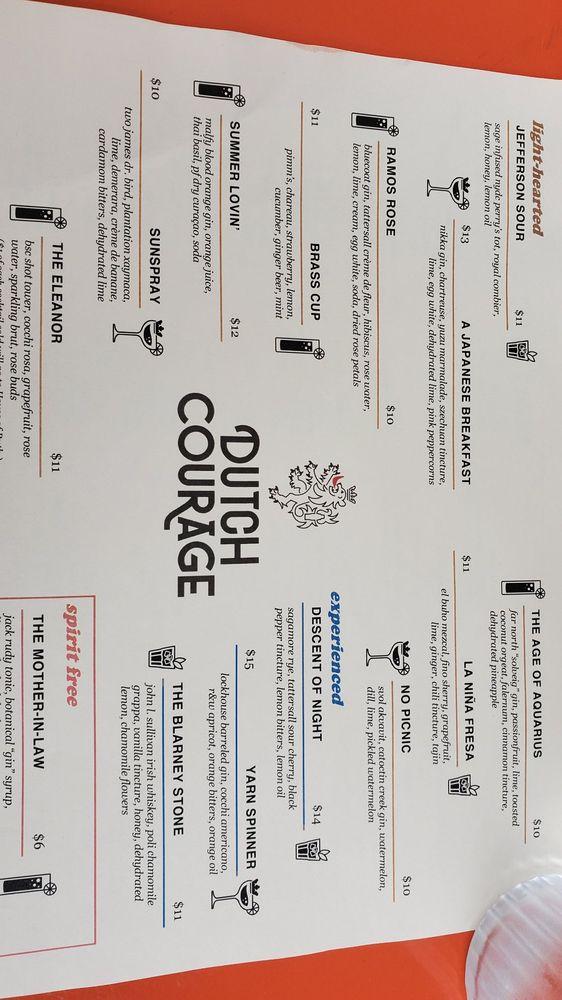 Menu at Dutch Courage pub & bar, Baltimore