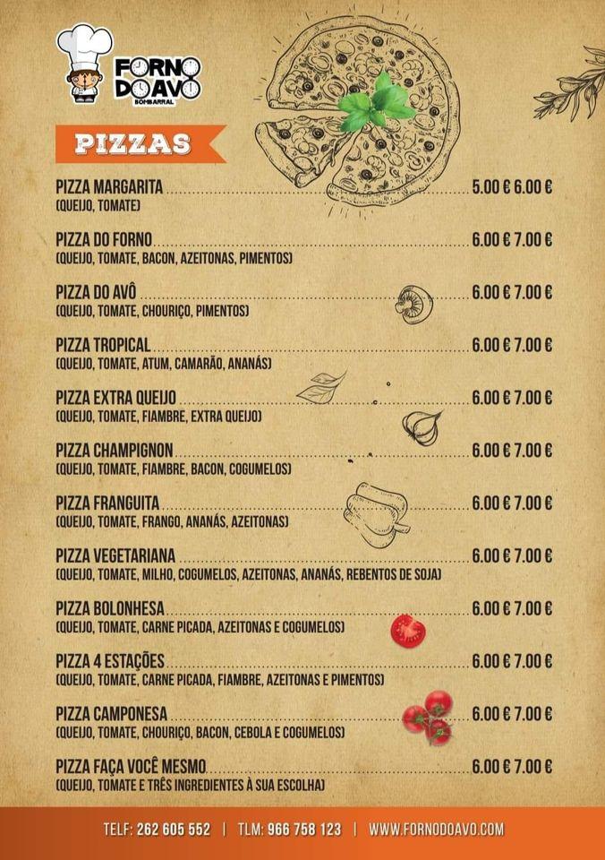 Menu em Forno do Avô restaurante, Bombarral