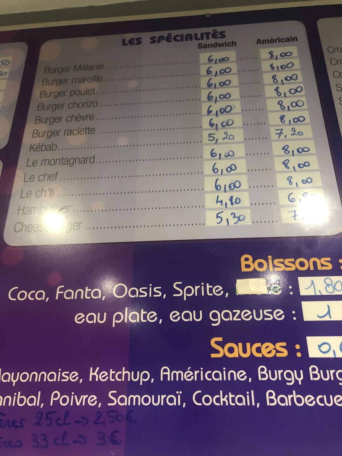 Menu au Friterie Mélanie restaurant, Vitry-en-Artois