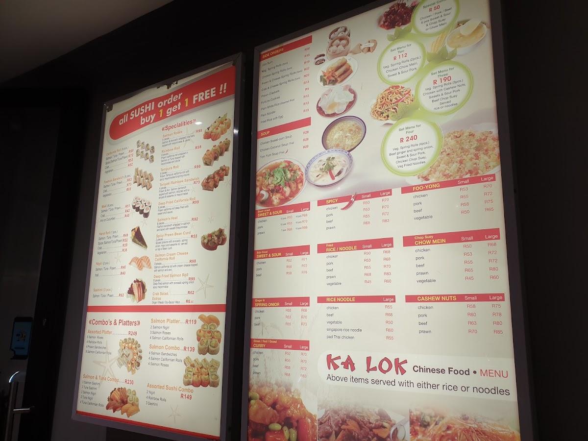 Carta del restaurante Kalok Sushi & Chinese Take Aways, Ciudad del Cabo ...