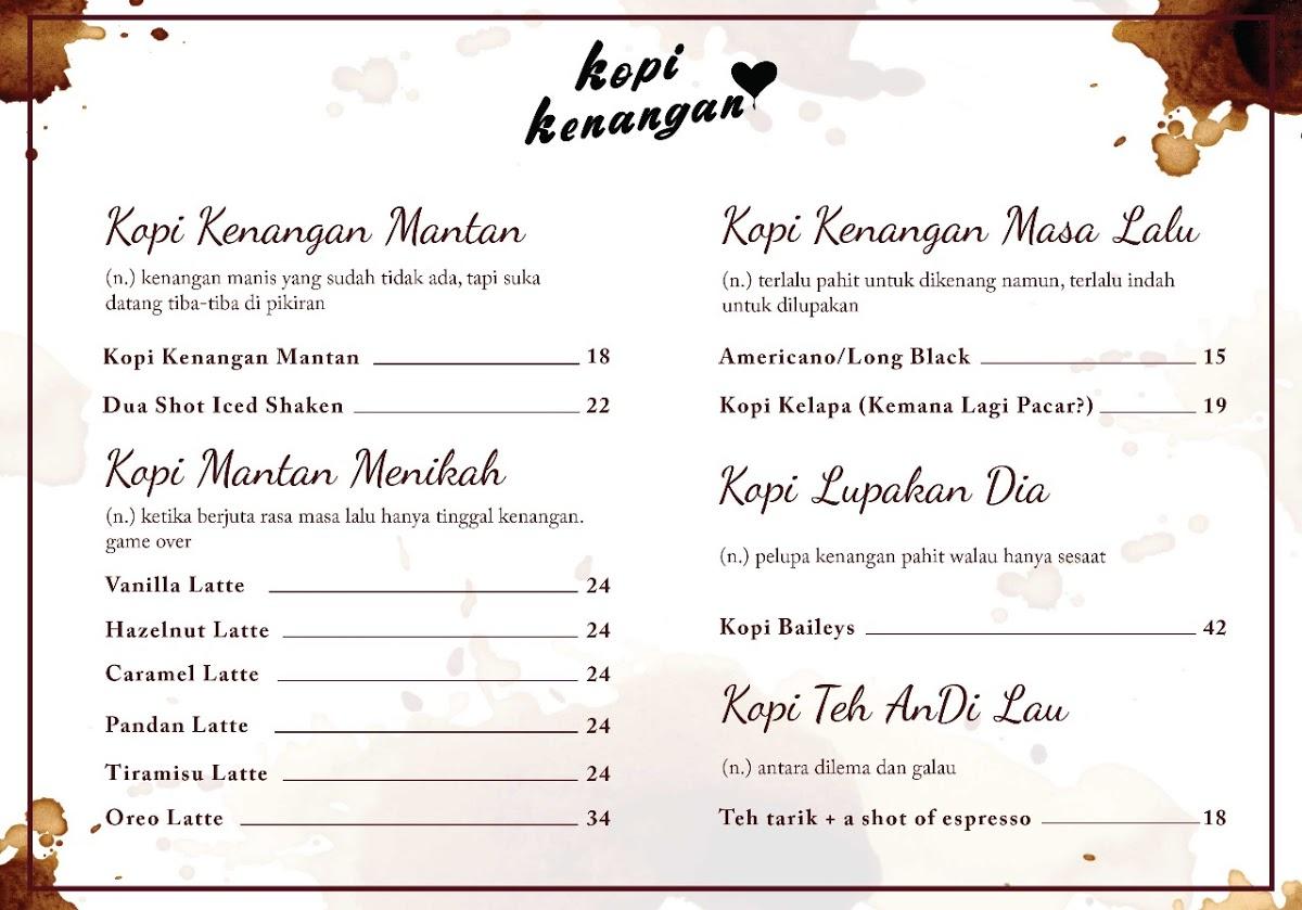 Menu at Kopi Kenangan - Blu Plaza, Bekasi Regency, Blu Mall