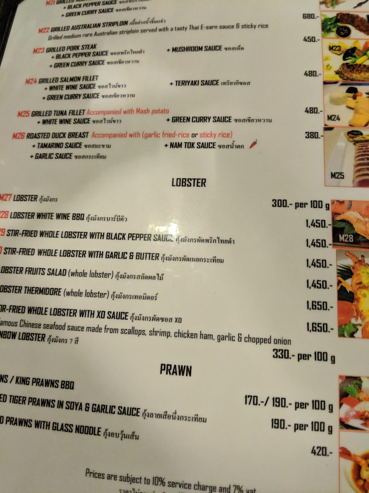 Carta del restaurante Lae Lay Grill, Ao Nang