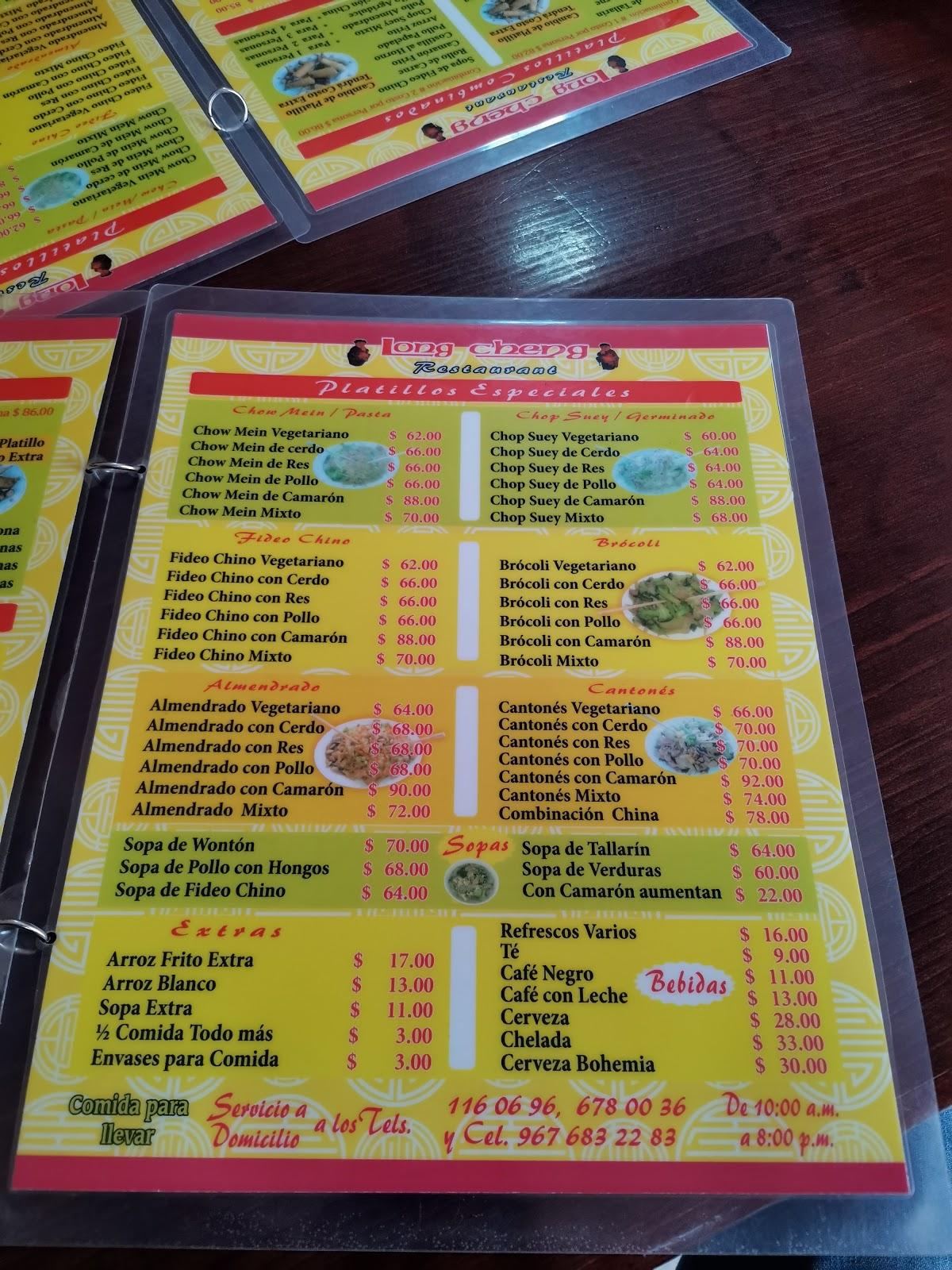 Menu at Long Cheng restaurant, San Cristóbal de las Casas, Calle Diego ...