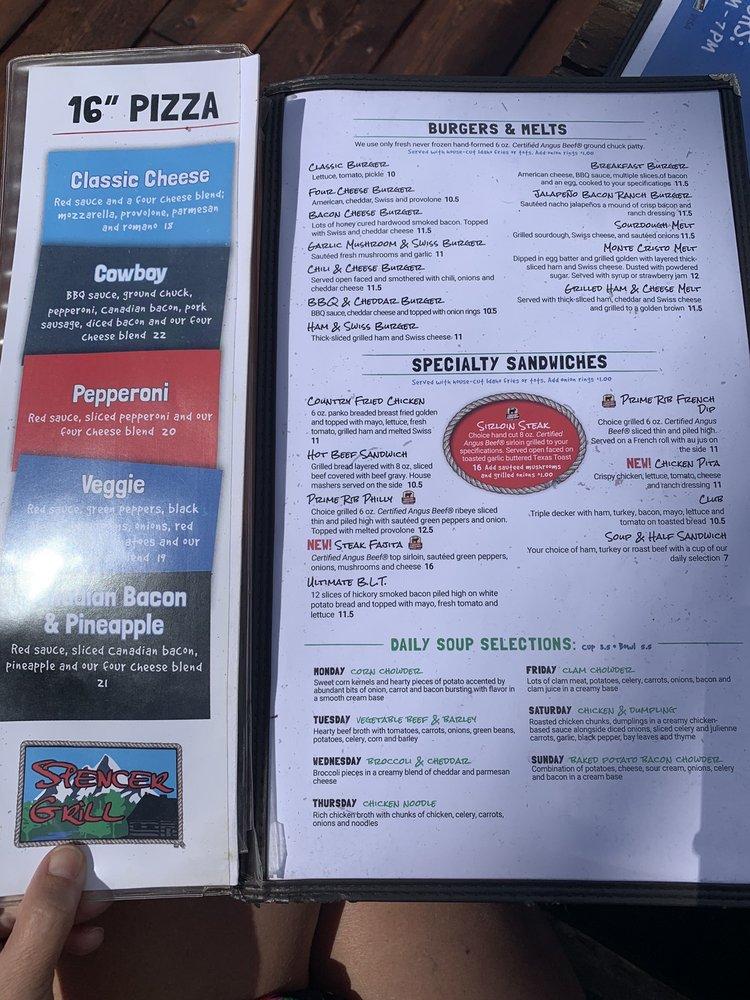 Menu at Spencer Grill pub & bar, Spencer