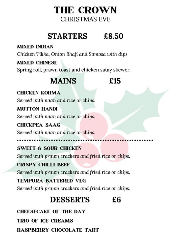 Menu at The Crown Inn, Monk Fryston pub & bar, Sherburn in Elmet