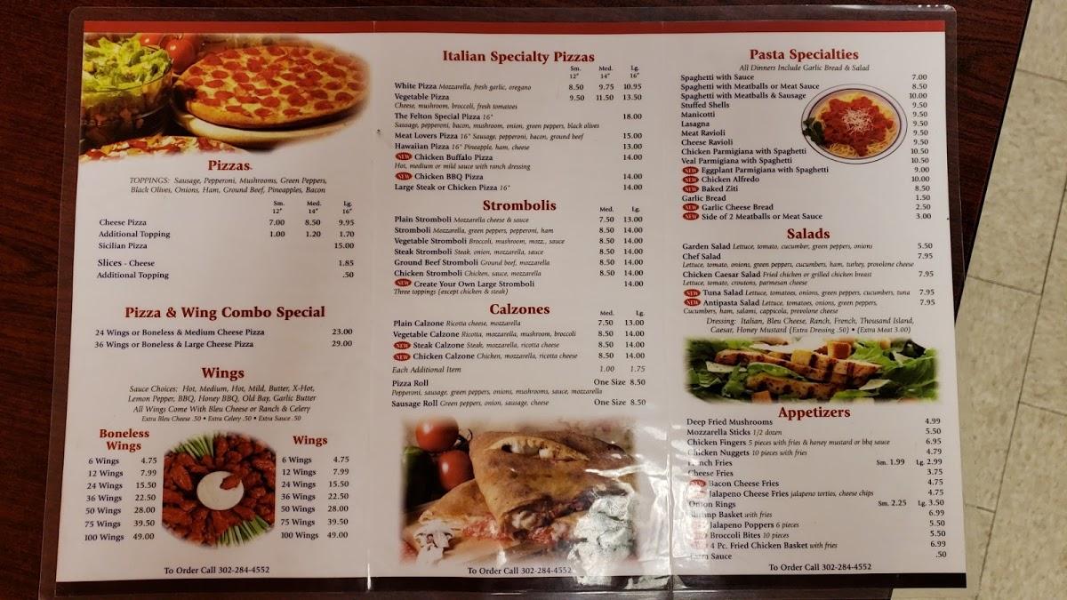 Menu at Felton Pizza pizzeria, Felton