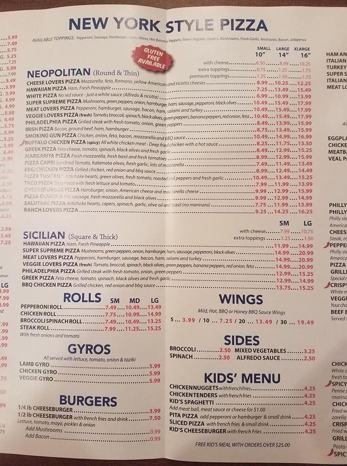 Menu at Italian Garden restaurant, Galax