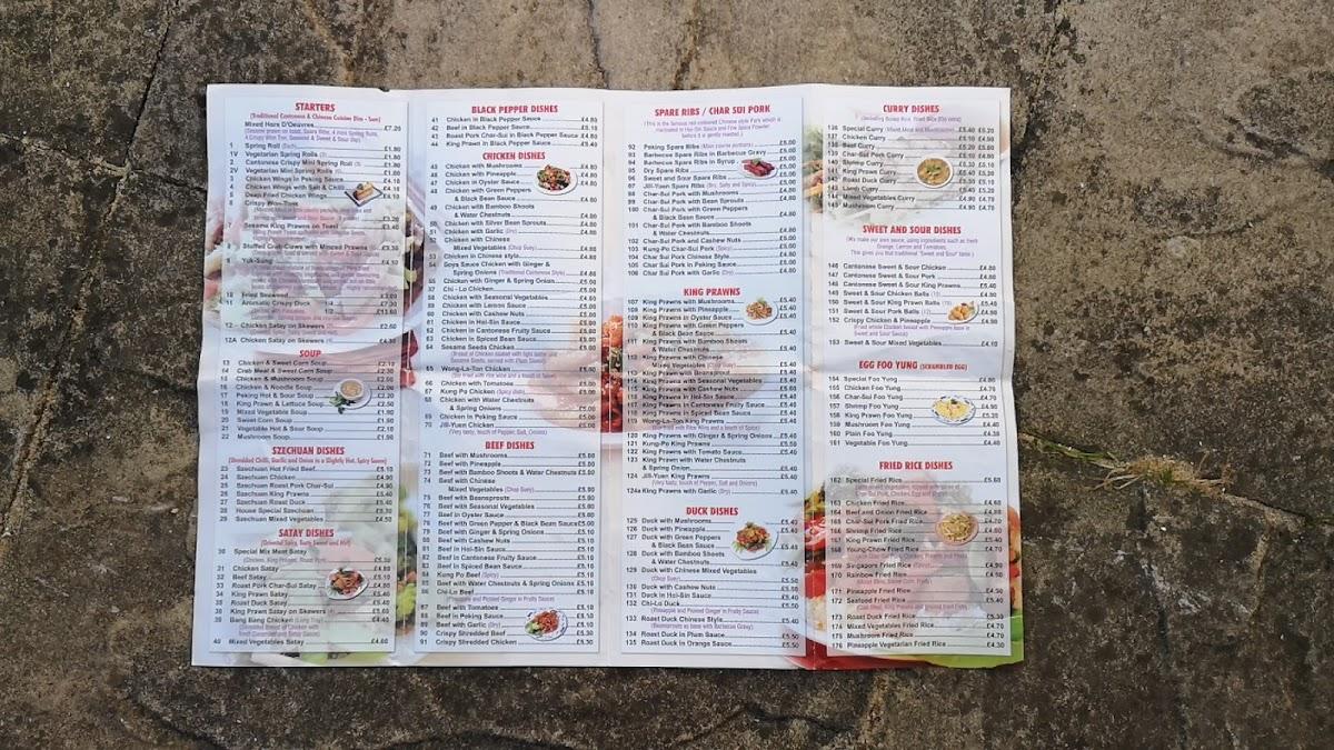 Menu at Taipan Chinese Takeaway fast food, Gloucester