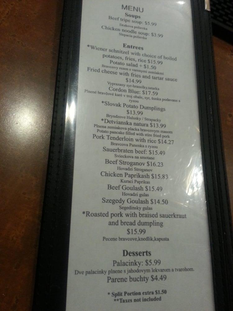 Menu at The Golden Pheasant restaurant, Mississauga
