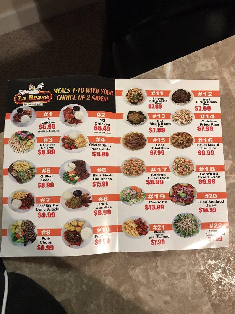 Menu at La Brasa restaurant, Boynton Beach