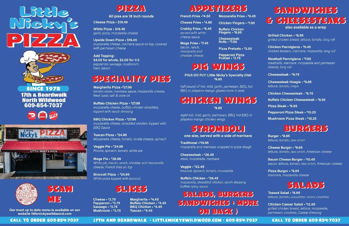 Menu at Little Nicky's Pizza pizzeria, North Wildwood