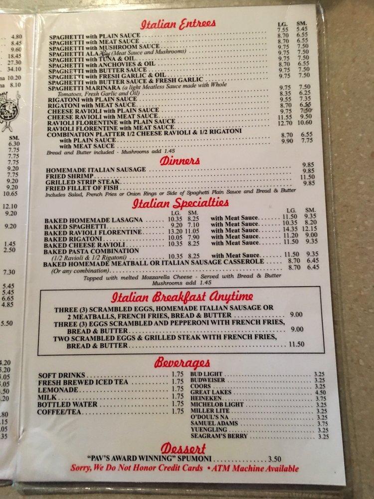 Menu at Luigi's Restaurant, Akron