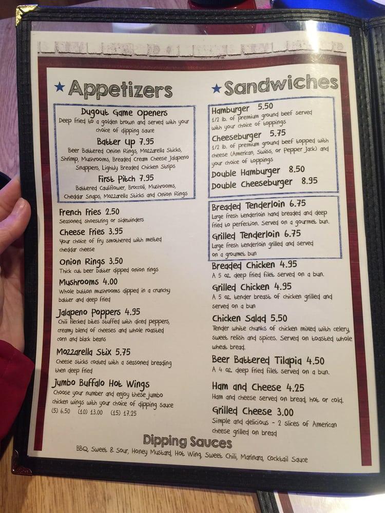 Menu at The Dugout Bar & Grill, Monroe City
