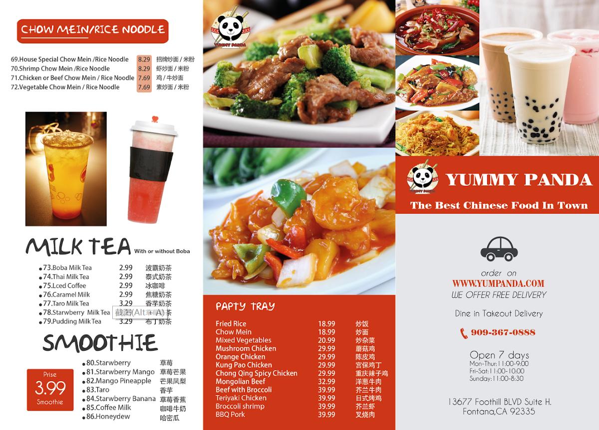 Menu at Yummy Panda fast food, Fontana
