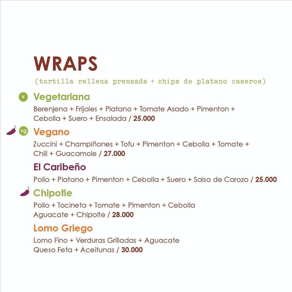 Carta de Lulo Café Bar, Santa Marta