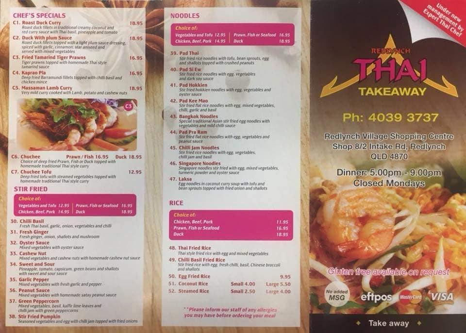 Menu at Redlynch Thai Takeaway fast food, Redlynch