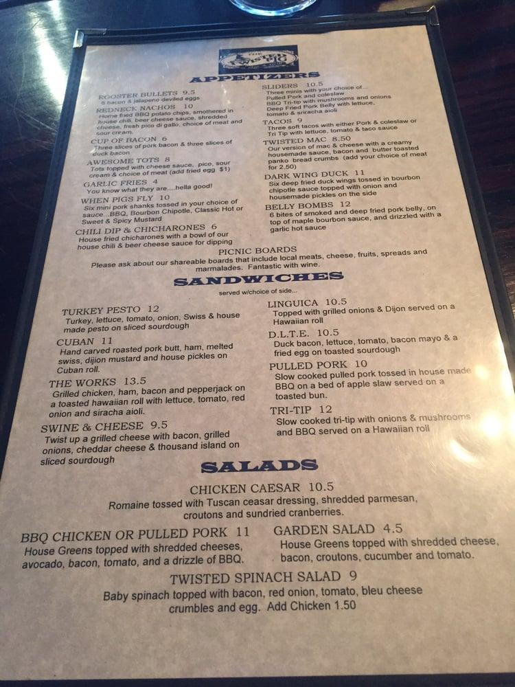 Menu at The Twisted Pig Bar and Grill, Modesto