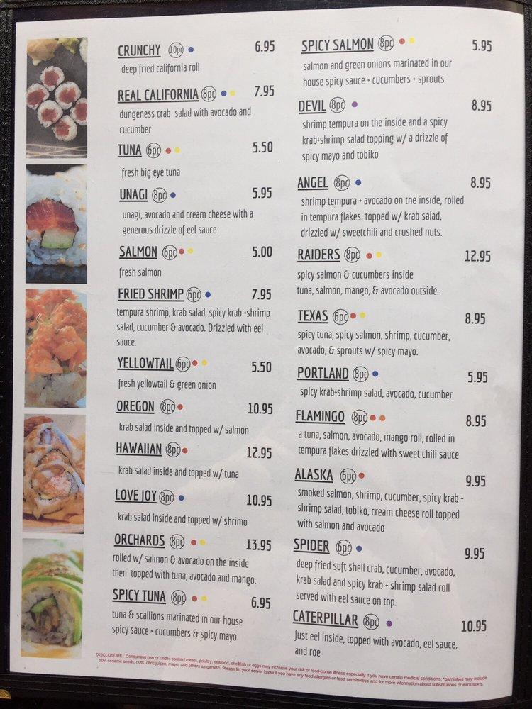 Menu at Bento Toro Sushi restaurant, Battle Ground