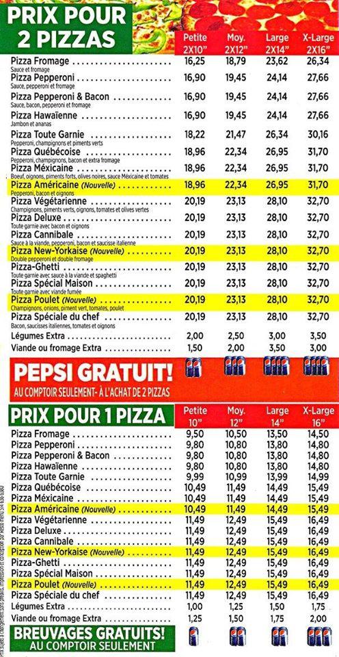 Menu at Doner Express Pizza restaurant, Mirabel