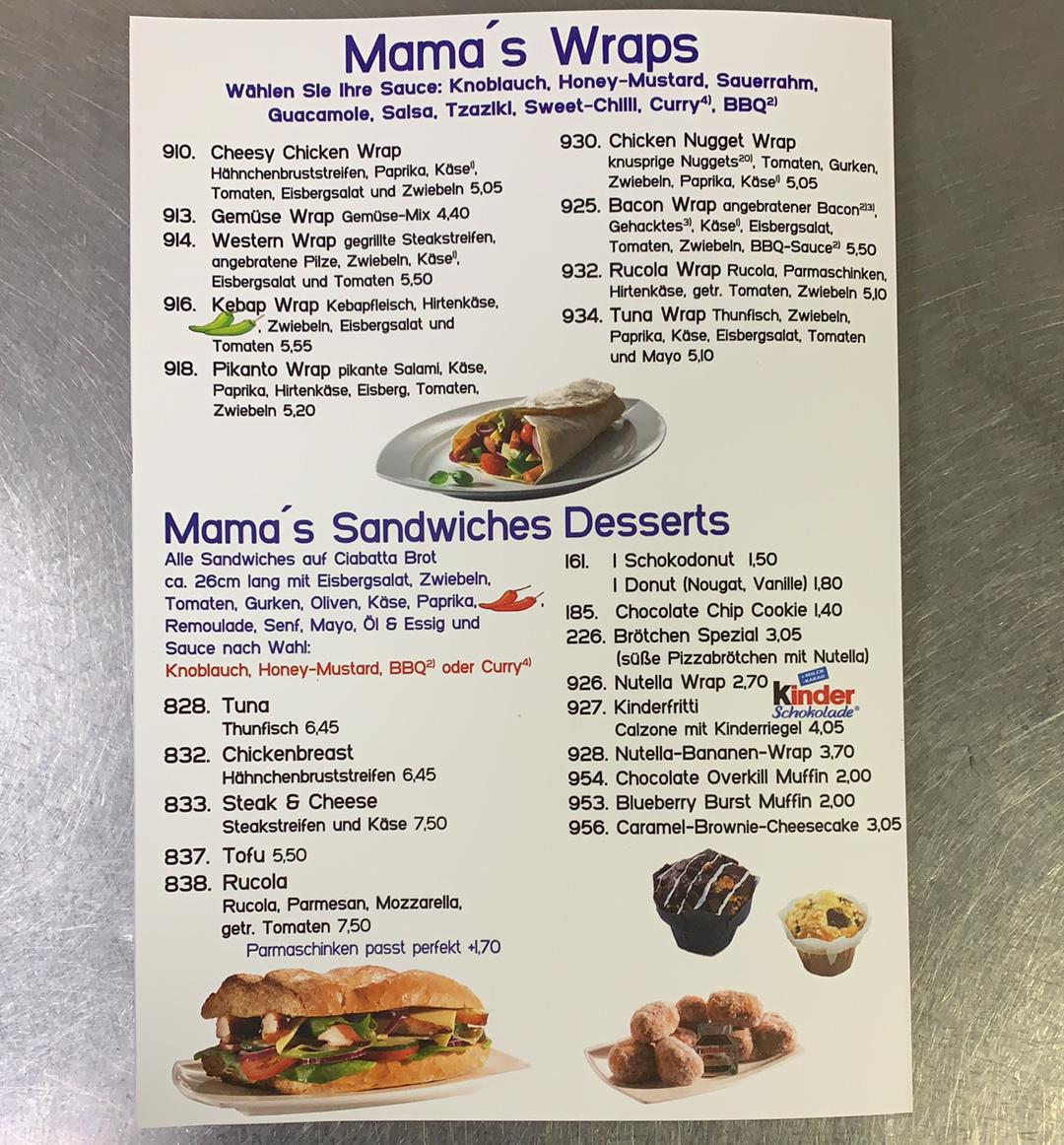 Speisekarte von Mama‘s Pizza-Place, Bocholt