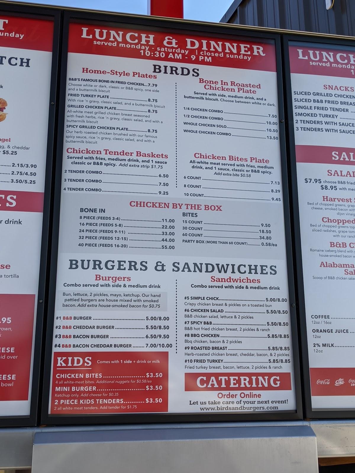 Carta del restaurante Birds and Burgers, Alabaster