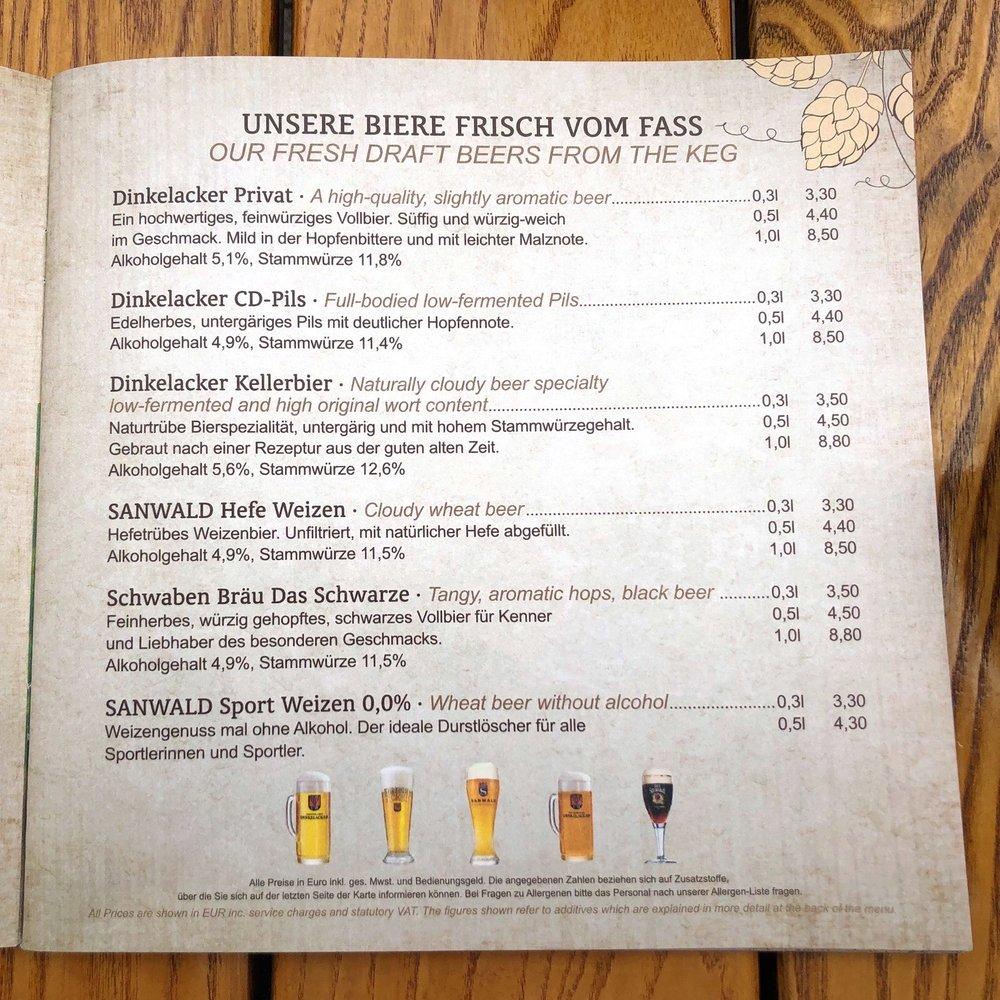 Menu at Carls Brauhaus pub & bar, Stuttgart