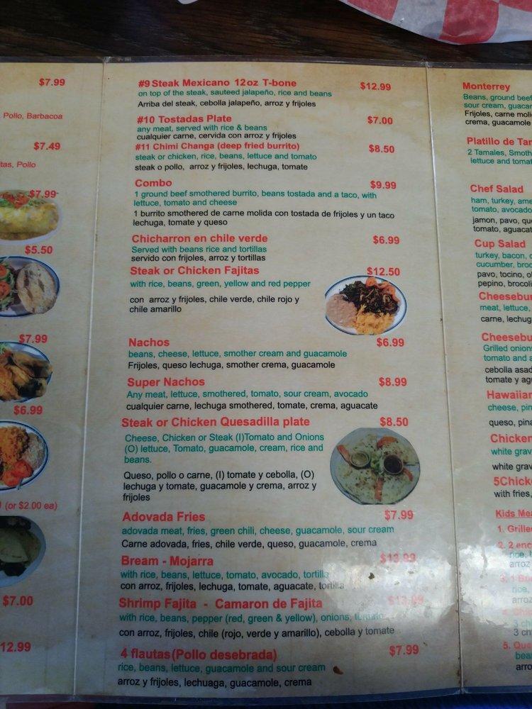 Menu at La Casita Mexican Food restaurant, El Dorado, 212 E Central Ave