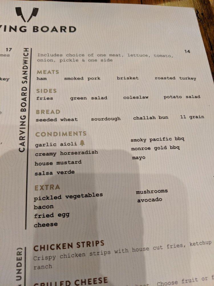 Menu at Long Timber Brewing pub & bar, Monroe