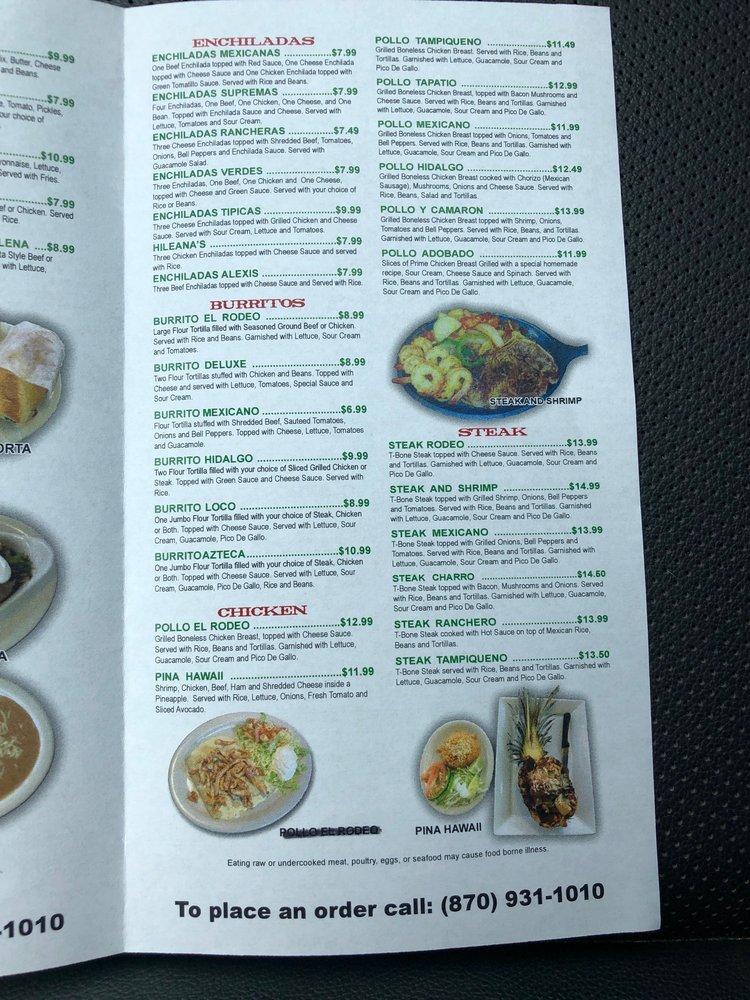Menu at Rodeo Mexican Grill restaurant, Jonesboro
