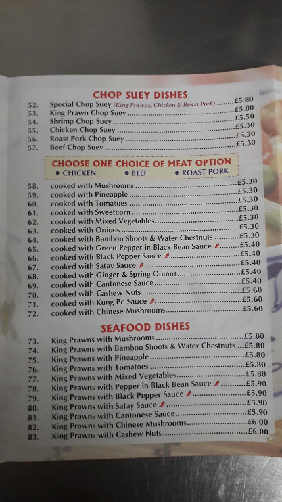 Menu at Silver Star fast food, Wragby
