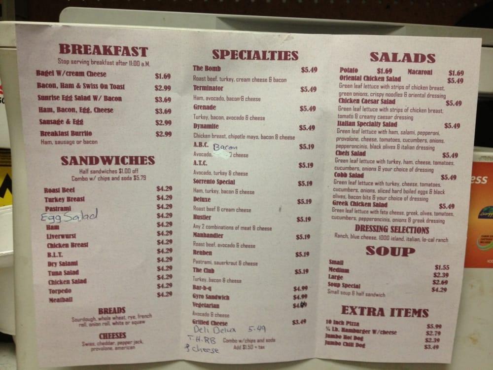 Menu at Sorrento Deli Mart pub & bar, San Diego