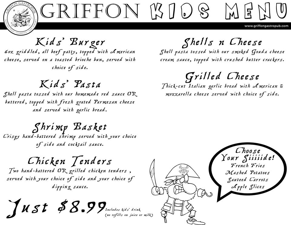 Menu at The Griffon Gastropub, East Aurora