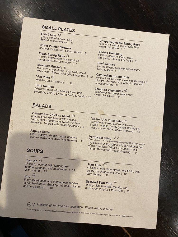 Menu at Keo restaurant, Tulsa, S Peoria Ave