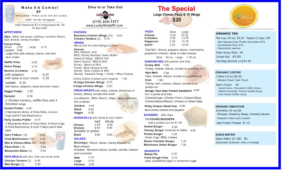 Menu at Lucky Shots pub & bar, Camden