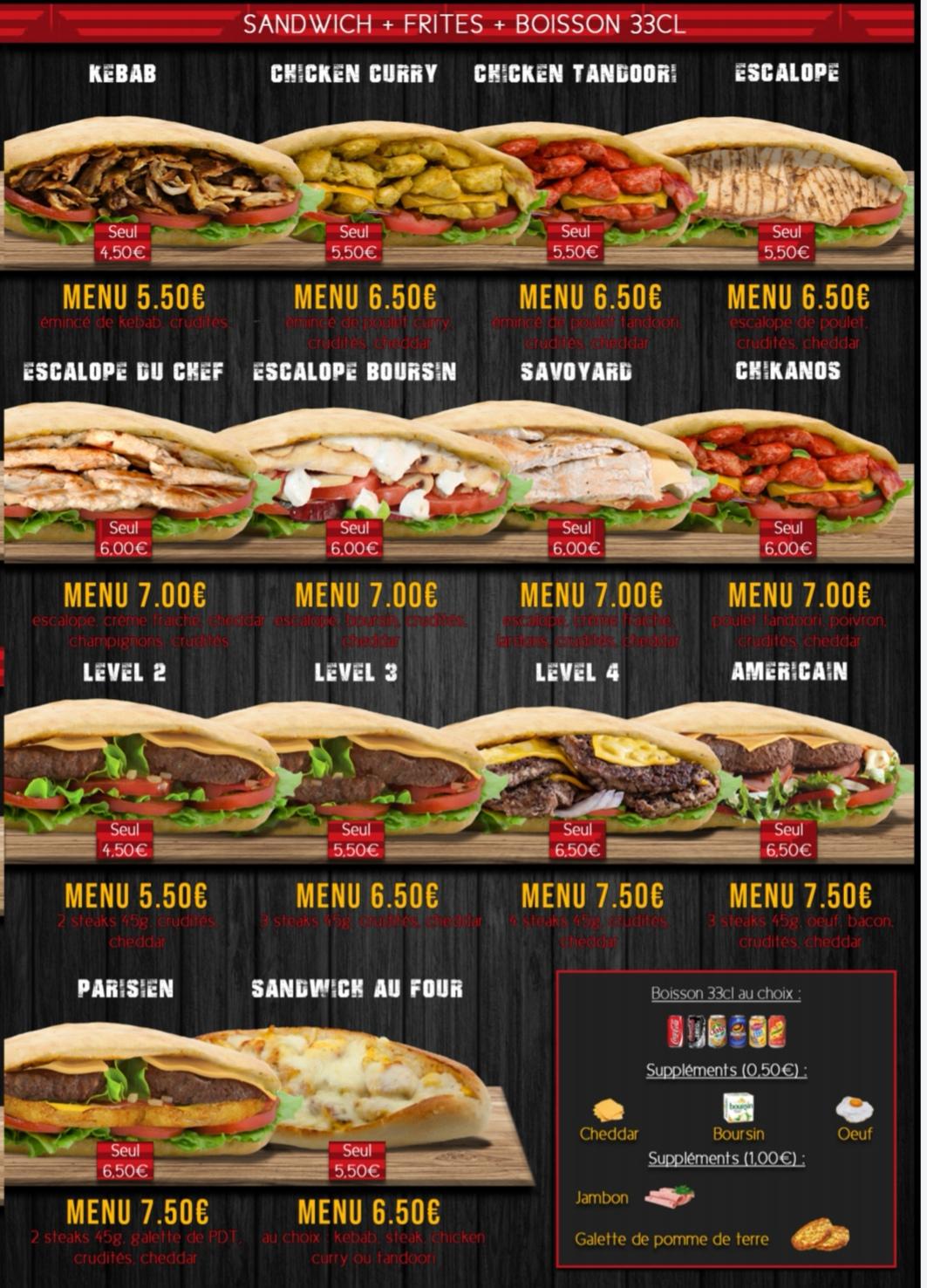 Menu at O'five pizza restaurant, Eaubonne