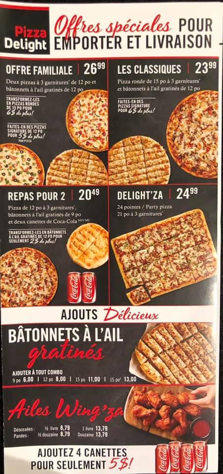 Menu at Pizza Delight restaurant, Bathurst
