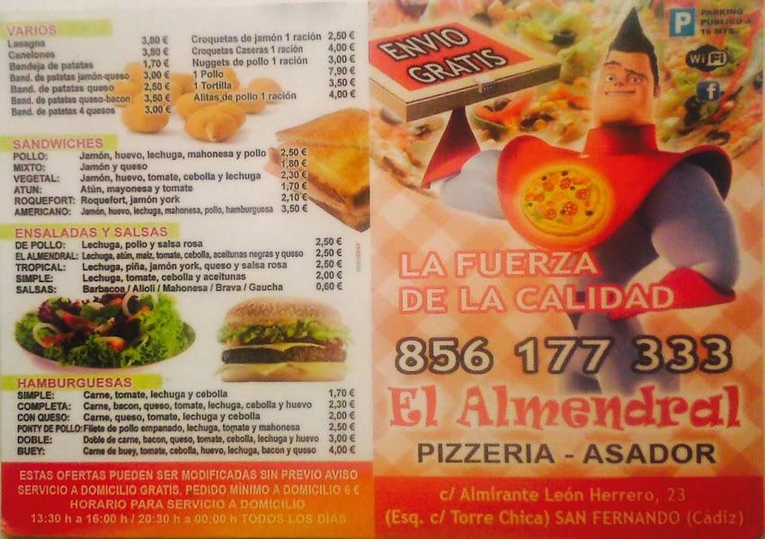 Carta de Pizzeria El Almendral San Fernando, San Fernando