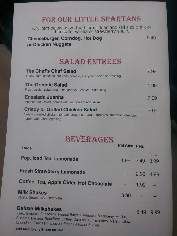Menu at Spartan Drive In restaurant, Stanwood